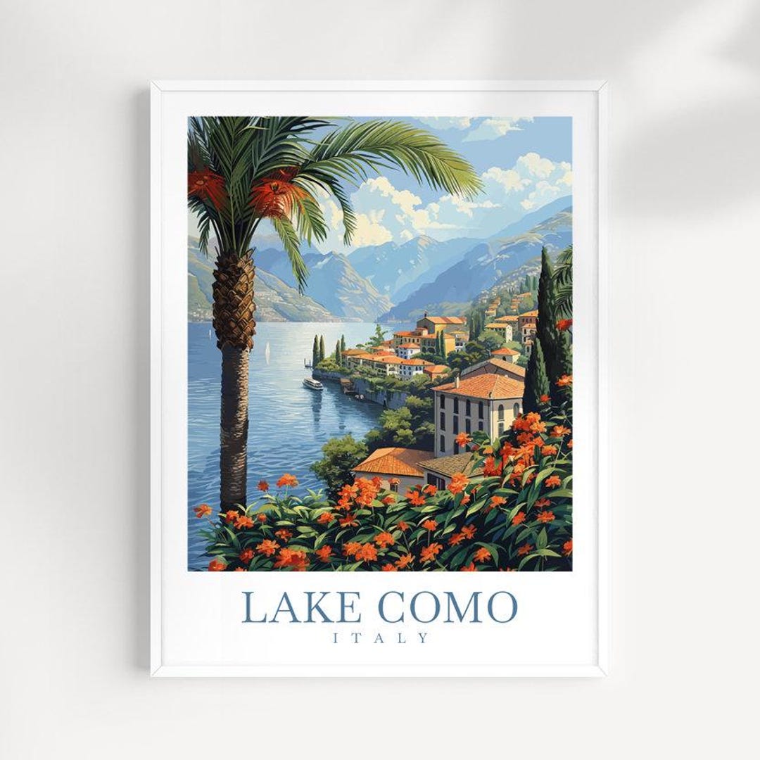 Lake Como Travel Print Wall Art Lake Como Italy Wall Hanging Home ...