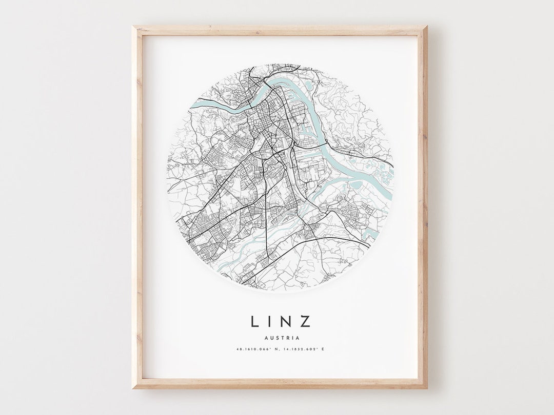 Linz Map Print, Linz Map Poster City Wall Art, Linz Road Map, Linz ...