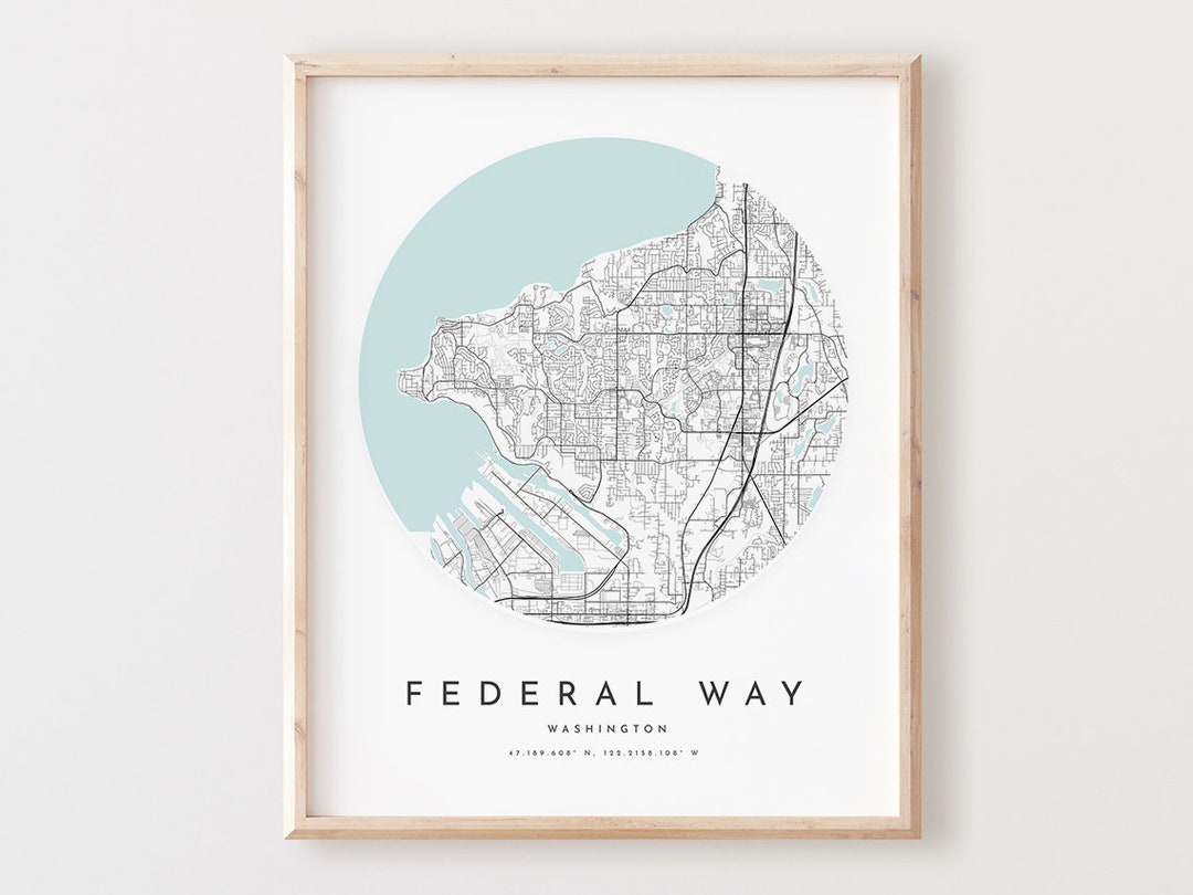 Federal Way Map Print, Federal Way Map Poster City Wall Art, Wa Road ...