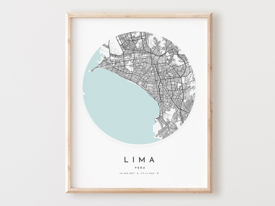 Lima Map Print, Lima Map Poster City Wall Art, Lima Road Map, Lima ...