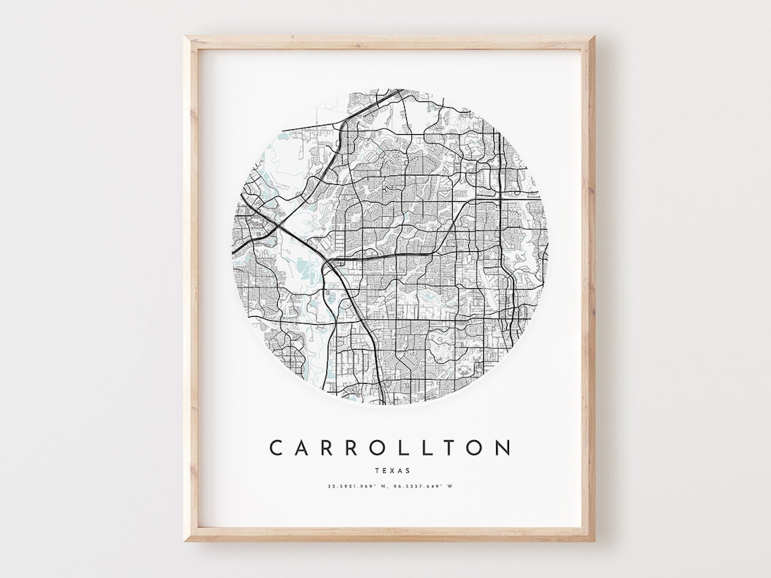Carrollton Map Print, Carrollton Map Poster City Wall Art, Tx Road Map ...