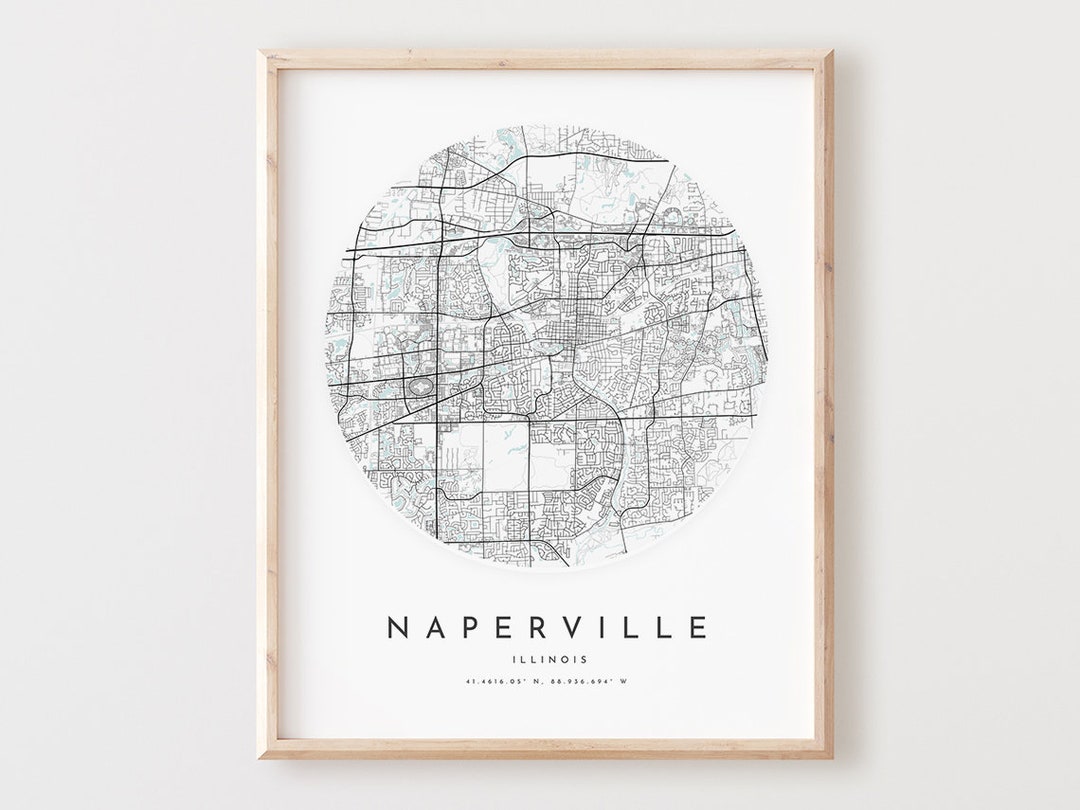 Naperville Map Print, Naperville Map Poster City Wall Art, Il Road Map ...