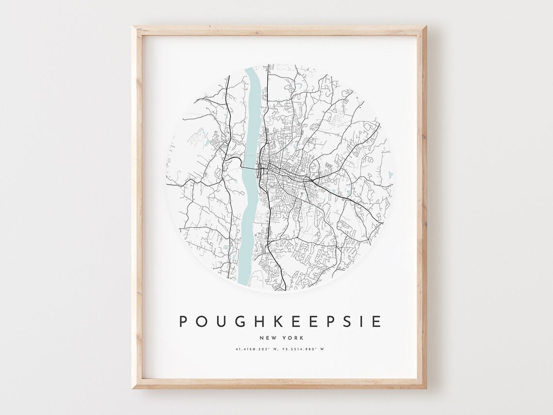 Poughkeepsie Map Print Poughkeepsie Map Poster City Wall Art - Etsy