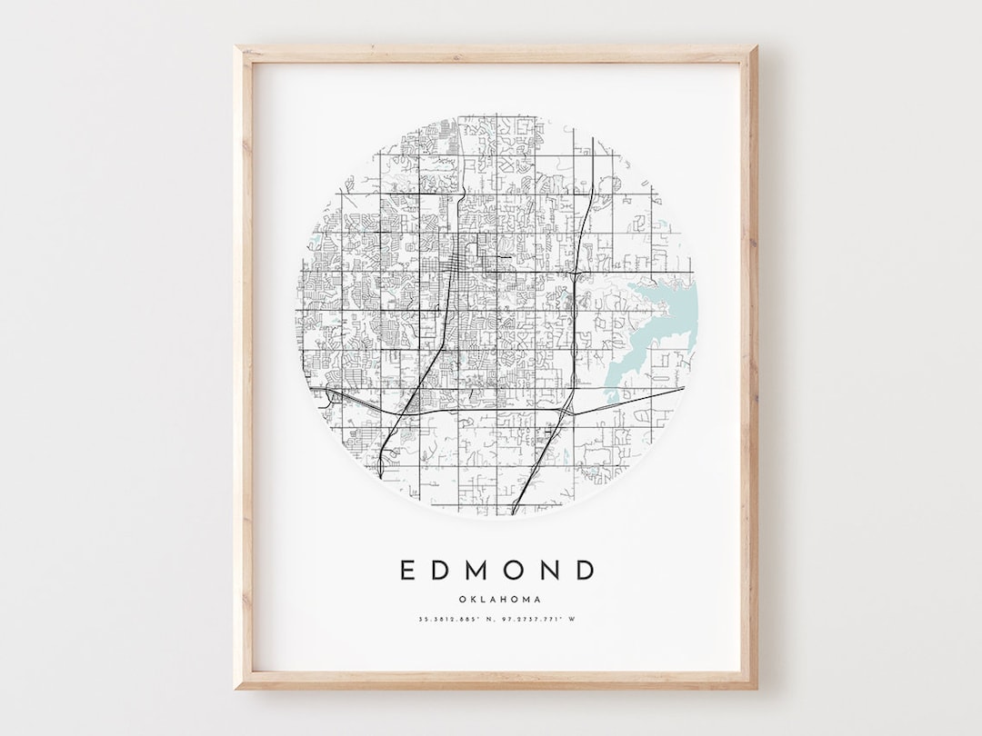 Edmond Map Print, Edmond Map Poster City Wall Art, Ok Road Map ...