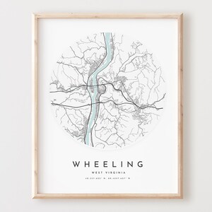 Wheeling Map Print, Wheeling Map Poster City Wall Art, Va Road Map ...