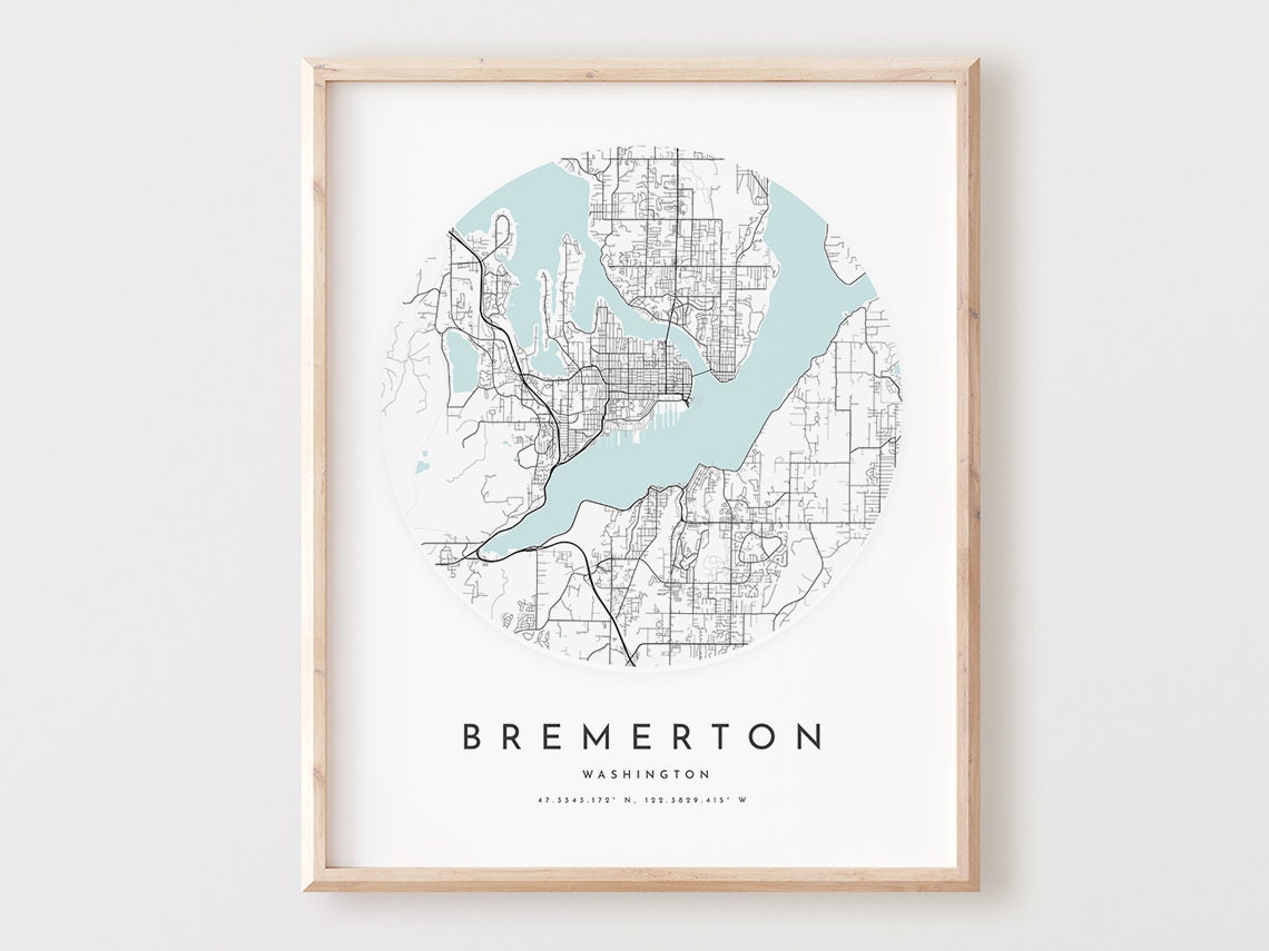 Bremerton Map Print Bremerton Map Poster City Wall Art Wa | Etsy