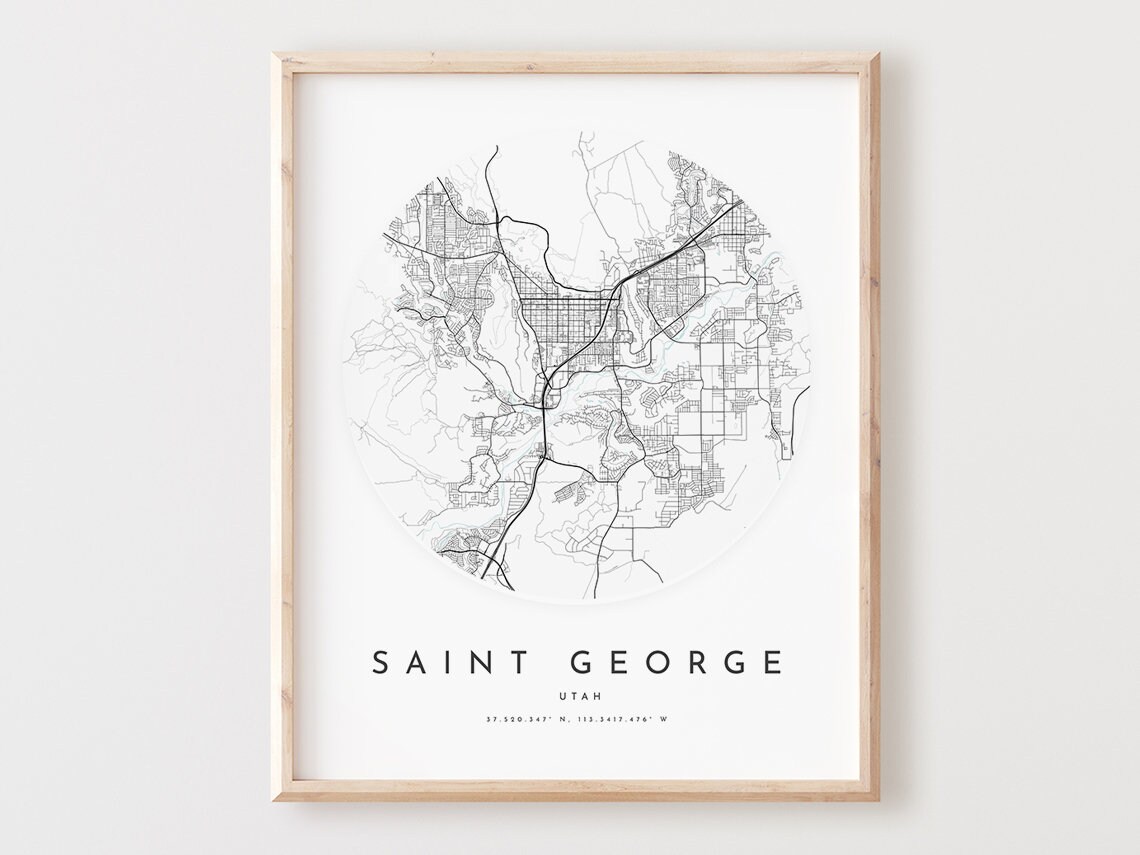 Saint George Map Print Saint George Map Poster City Wall Art - Etsy