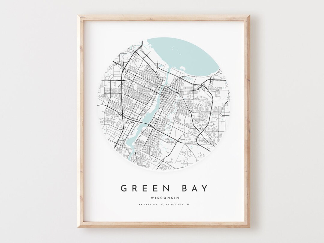 Green Bay Map Print, Green Bay Map Poster City Wall Art, Wi Road Map ...