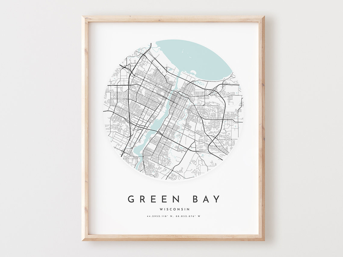 Green Bay Map Print Green Bay Map Poster City Wall Art Wi - Etsy