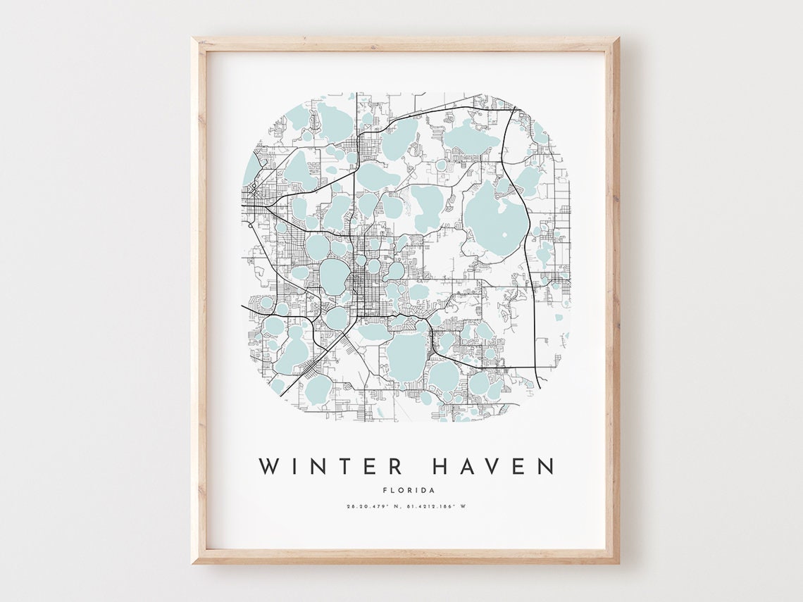 Winter Haven Map Poster Winter Haven Map Print City Wall Art | Etsy