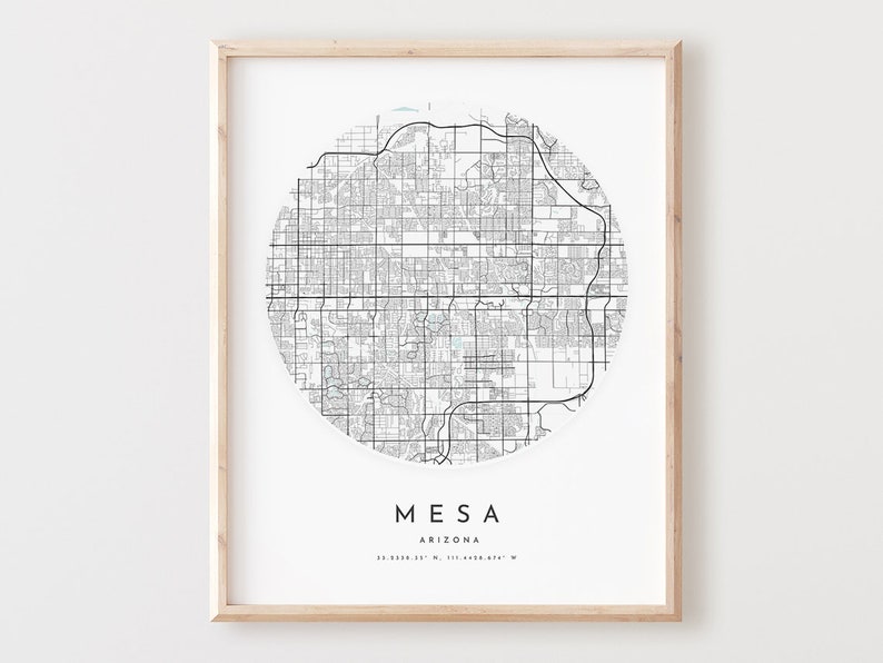 Mesa Map Print Mesa Map Poster City Wall Art Az Road Map | Etsy