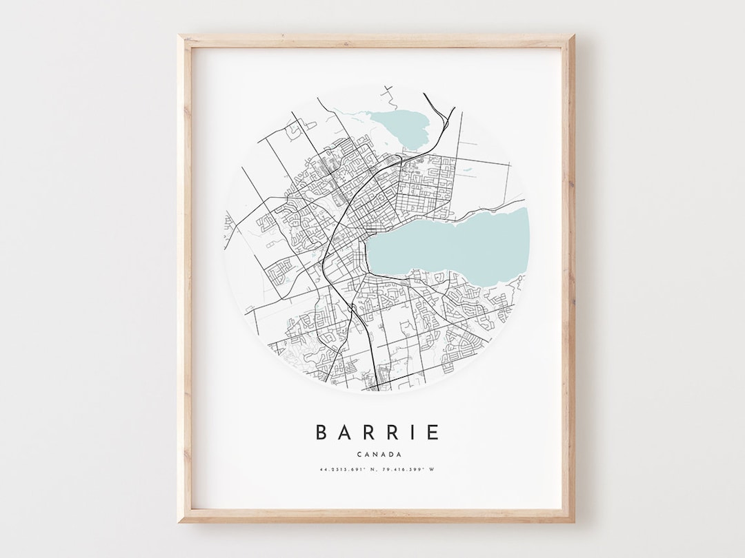 Barrie Map Print Barrie Map Poster City Wall Art Barrie Road - Etsy