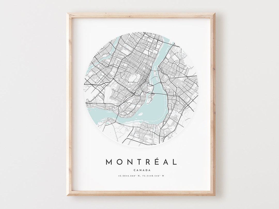 Montréal Map Print, Montréal Map Poster City Wall Art, Montréal Road ...