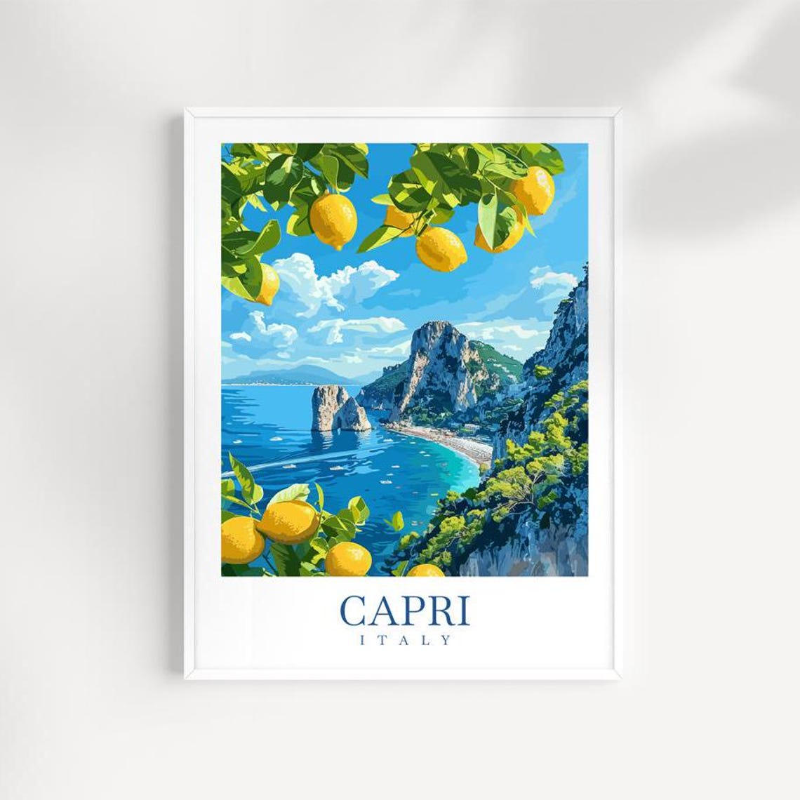 Capri Italy Travel Poster: Coastal Wall Art Print - Etsy
