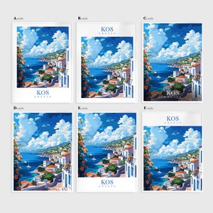 Kos Travel Print Kos Poster Wall Art Kos Greece Wall Hanging Home ...