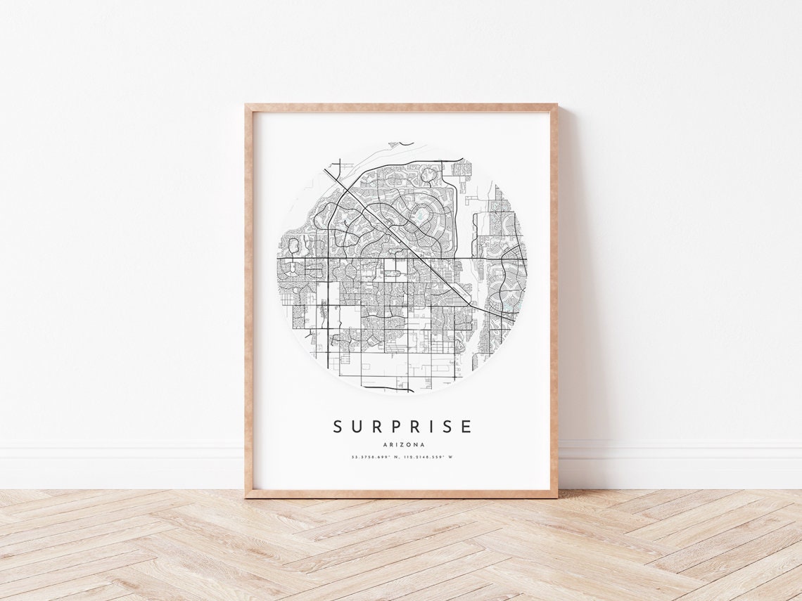 Surprise Map Print Surprise Map Poster City Wall Art Az Road | Etsy