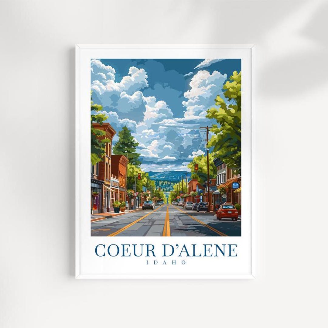 Coeur D'alene Travel Print Wall Art Idaho Wall Hanging Home Décor Coeur ...