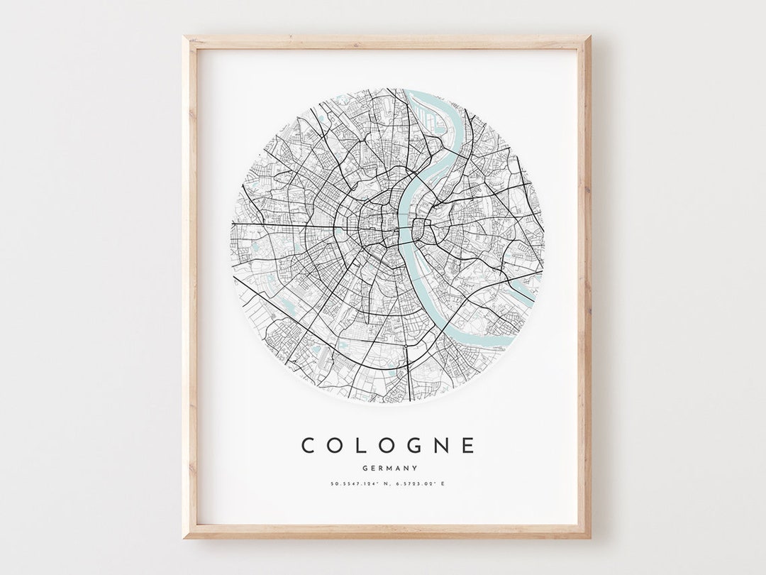 Cologne Map Print, Cologne Map Poster City Wall Art, Cologne Road Map ...