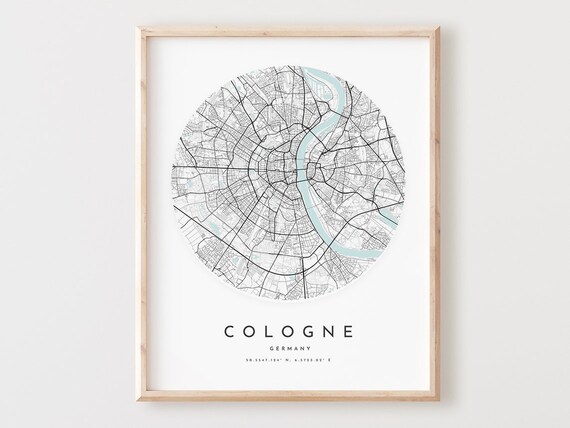 Cologne Map Print Cologne Map Poster City Wall Art Cologne - Etsy