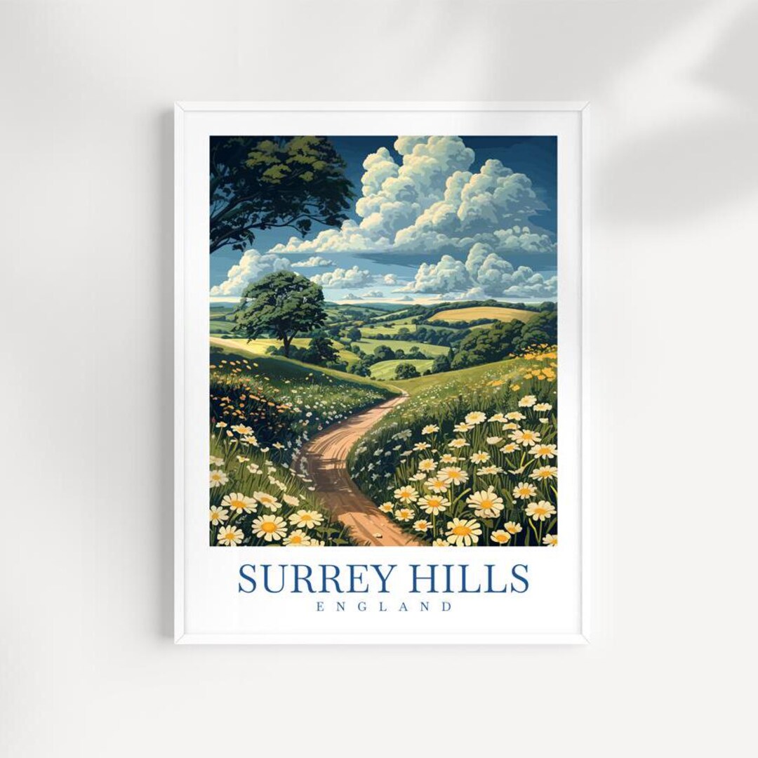Surrey Hills England Print: Illustrated Countryside Landscape Art - Etsy