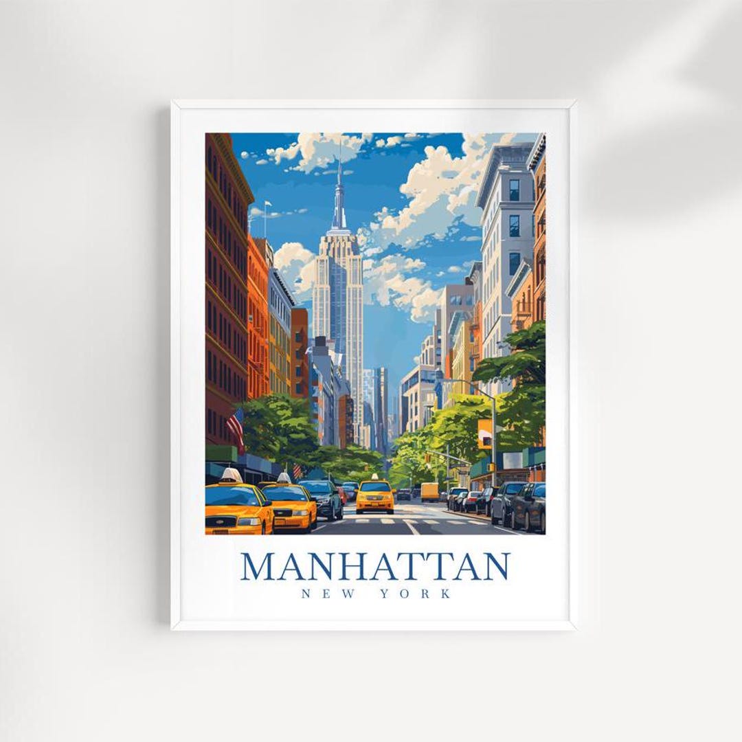 Manhattan Travel Print Wall Art New York Wall Hanging Home Décor ...
