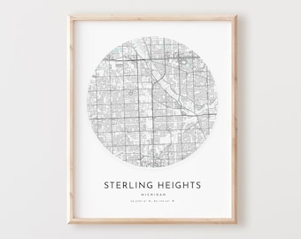 Sterling Heights Map Print, Sterling Heights Map Poster Wall Art, Mi ...