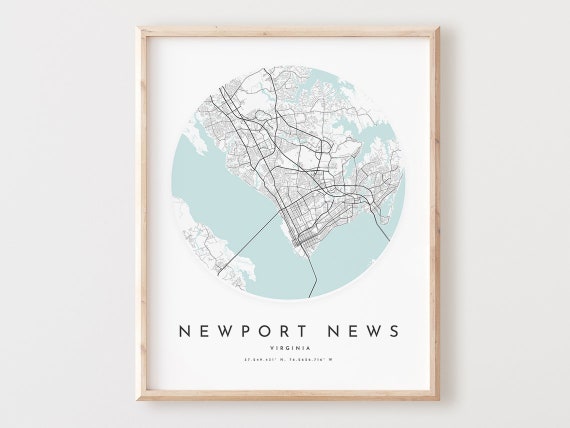 Newport News Map Print Newport News Map Poster City Wall Art | Etsy