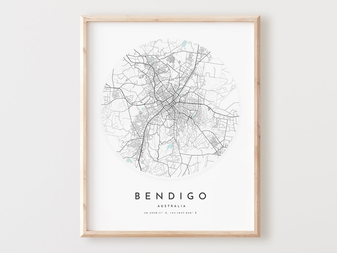 Bendigo Map Print, Bendigo Map Poster City Wall Art, Bendigo Road Map ...