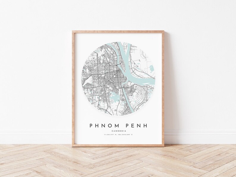 Phnom Penh Map Print, Phnom Penh Map Poster City Wall Art, Phnom Penh ...