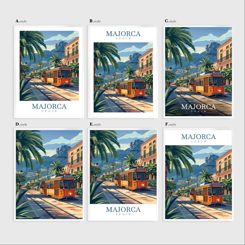 Majorca Spain Travel Print: Vintage Tram Wall Art - Etsy UK