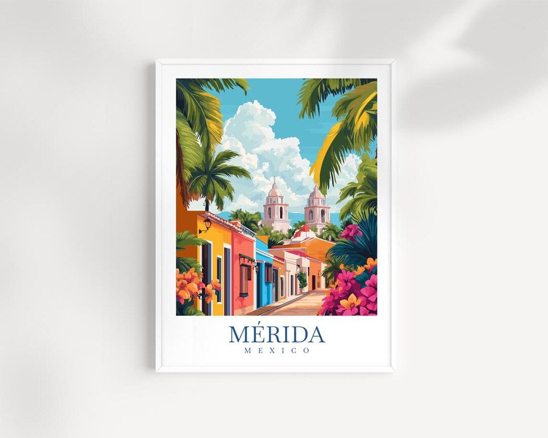 Mérida Mexico Travel Print: Illustrated Yucatán Cityscape Poster - Etsy