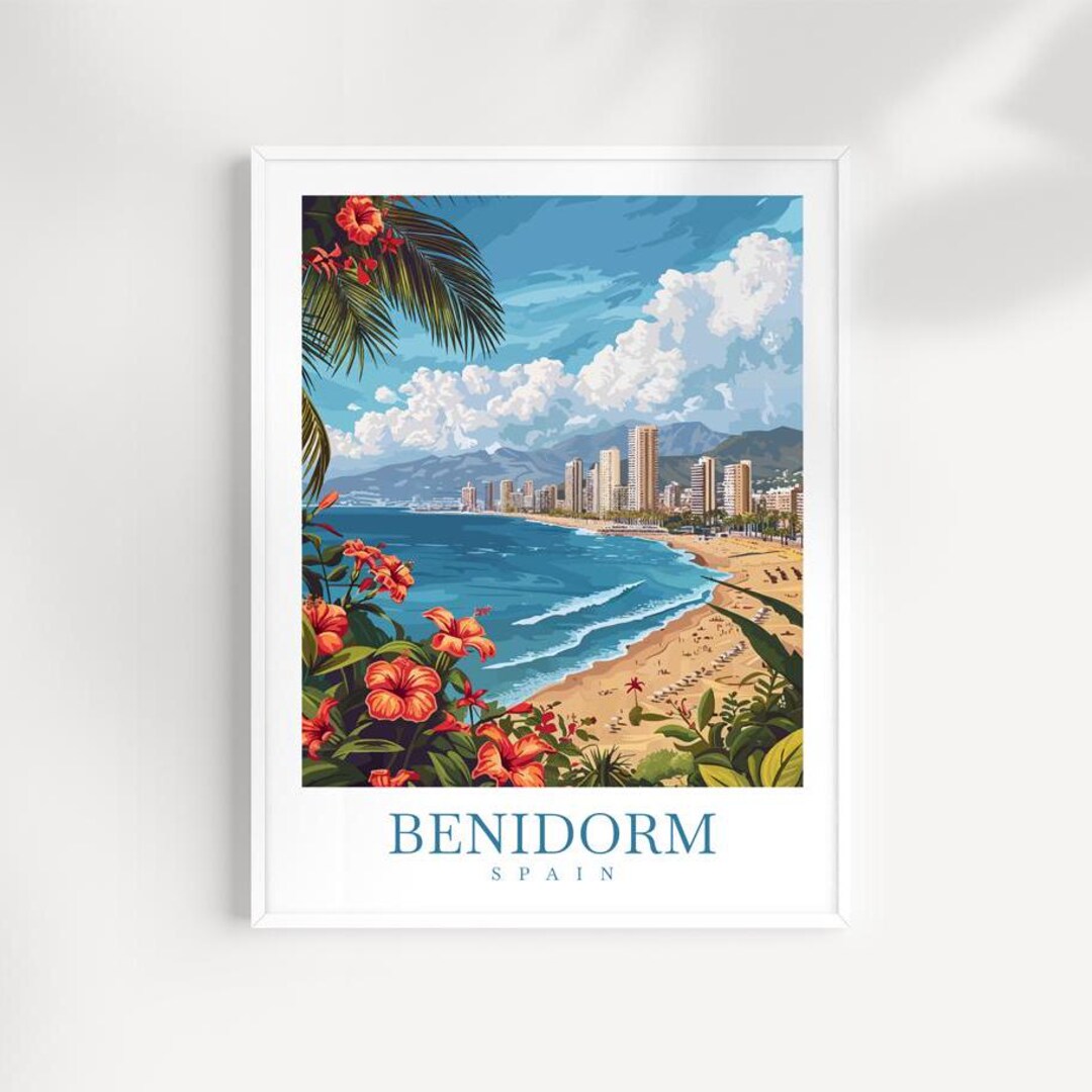 Benidorm Spain Travel Print: Coastal Wall Art - Etsy