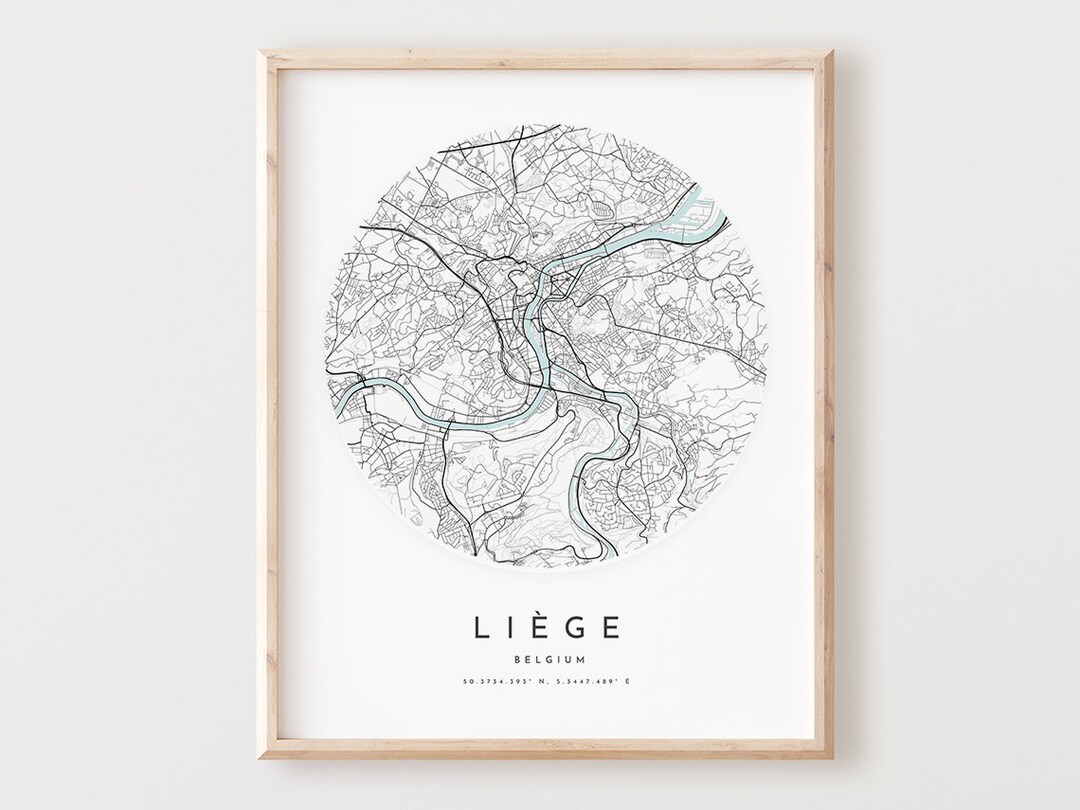 Liège Map Print Liège Map Poster City Wall Art Liège Road - Etsy