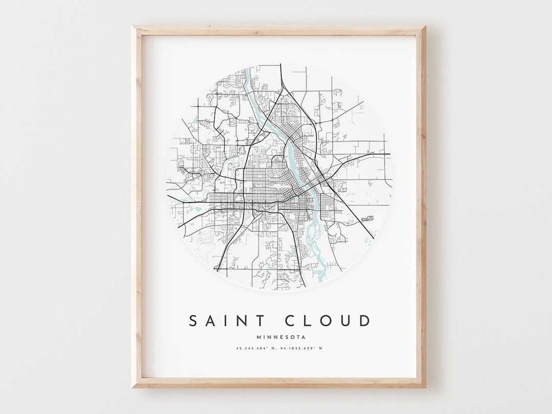 Saint Cloud Map Print, Saint Cloud Map Poster City Wall Art, Mn Road ...