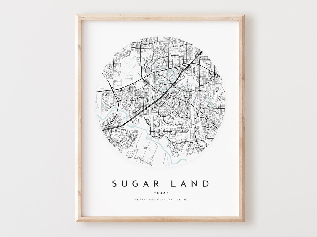 Sugar Land Map Print, Sugar Land Map Poster City Wall Art, Tx Road Map ...