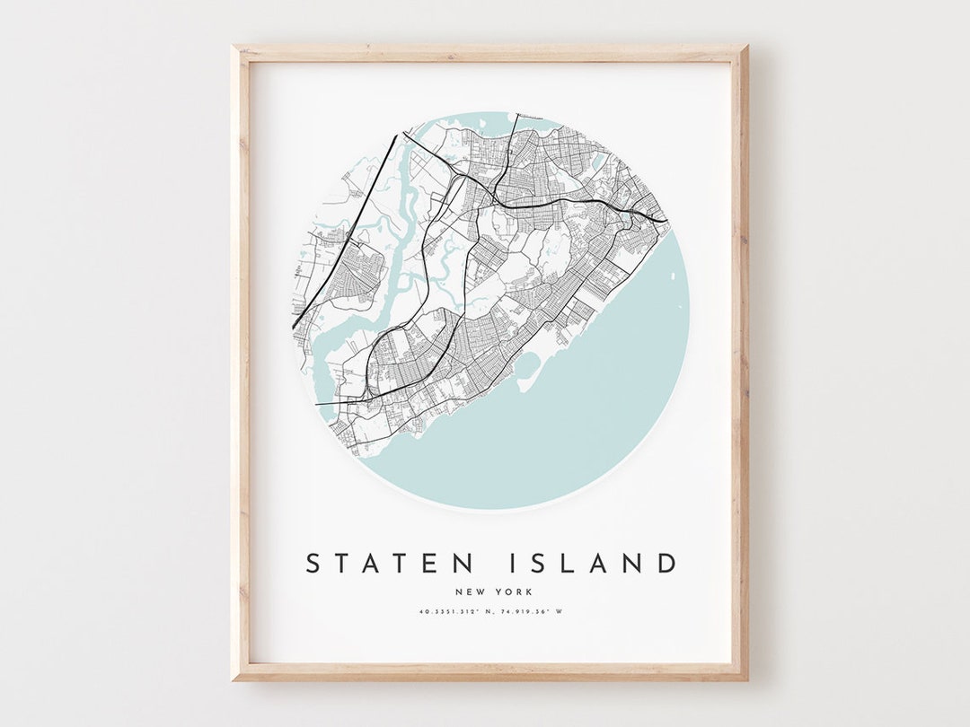 Staten Island Map Print, Staten Island Map Poster City Wall Art, Ny ...