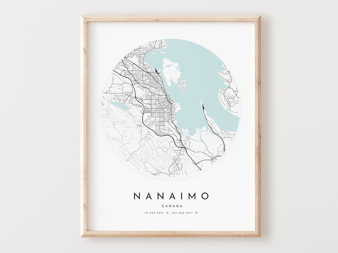 Nanaimo Map Print, Nanaimo Map Poster City Wall Art, Nanaimo Road Map ...