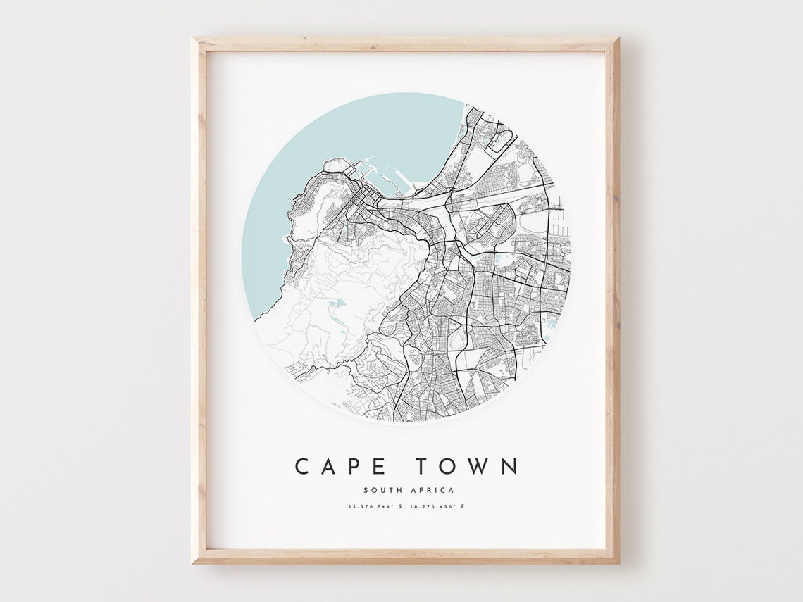 Cape Town Map Print Cape Town Map Poster City Wall Art Cape | Etsy