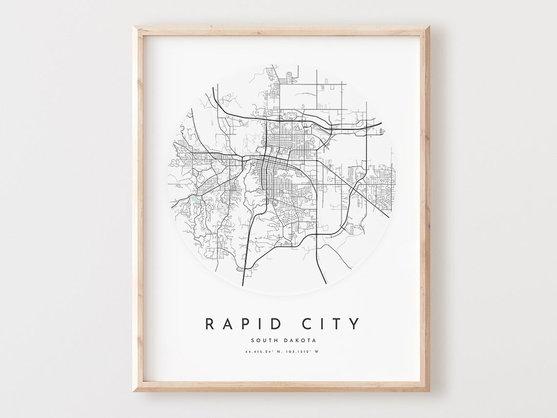 Rapid City Map Print Rapid City Map Poster City Wall Art Sd - Etsy