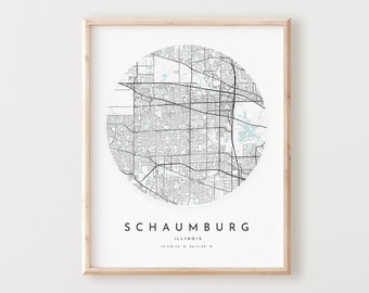 Schaumburg Map Print, Schaumburg Map Poster Wall Art, Il City Map ...