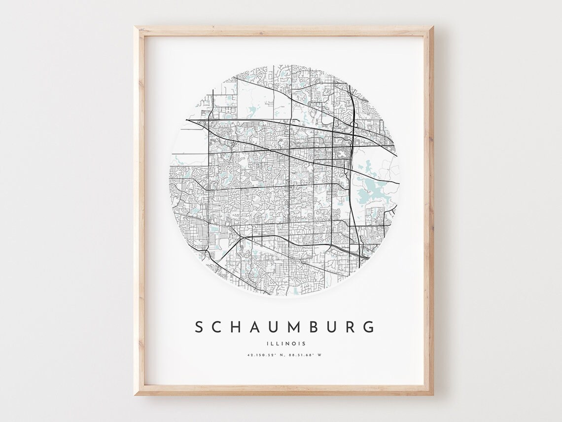 Schaumburg Map Print Schaumburg Map Poster City Wall Art Il - Etsy