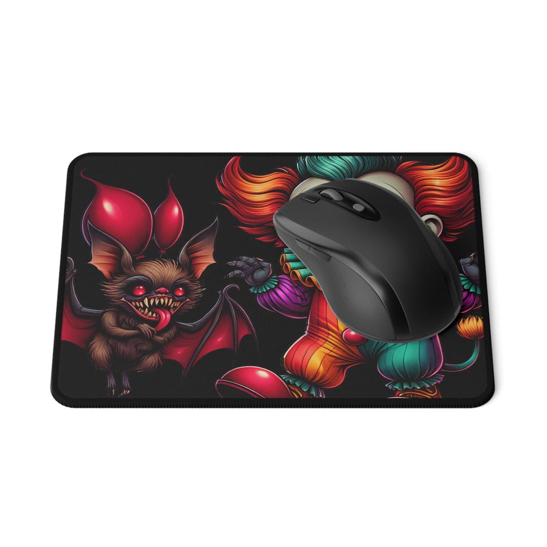 Horror Themed Clown With Evil Bat Halloween BLACK Non-slip Gaming Mouse ...