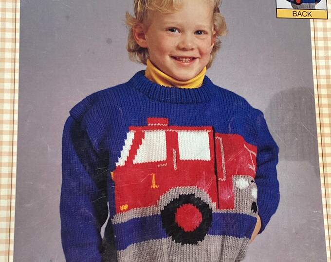 Bernat Ewe Can Knit "the Fire Engine" Leaflet #1809 Child Knitting ...