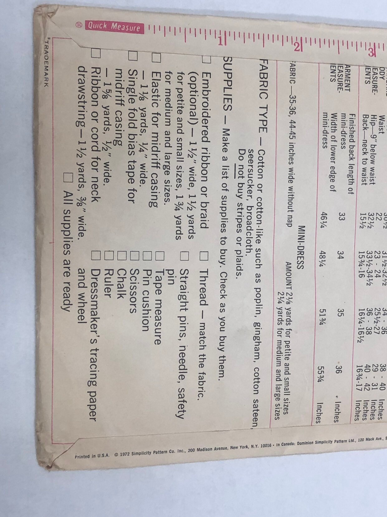 Simplicity 9885 CUT & COMPLETE C.1972 Super Simple Mini Dress - Etsy