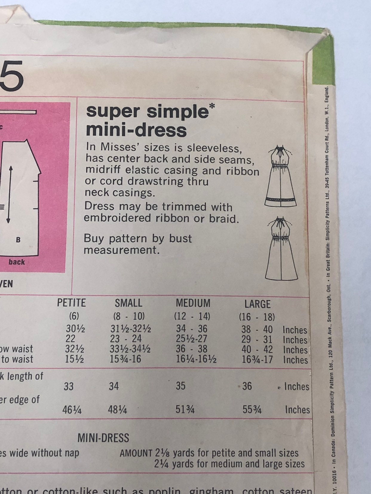 Simplicity 9885 CUT & COMPLETE C.1972 Super Simple Mini Dress - Etsy