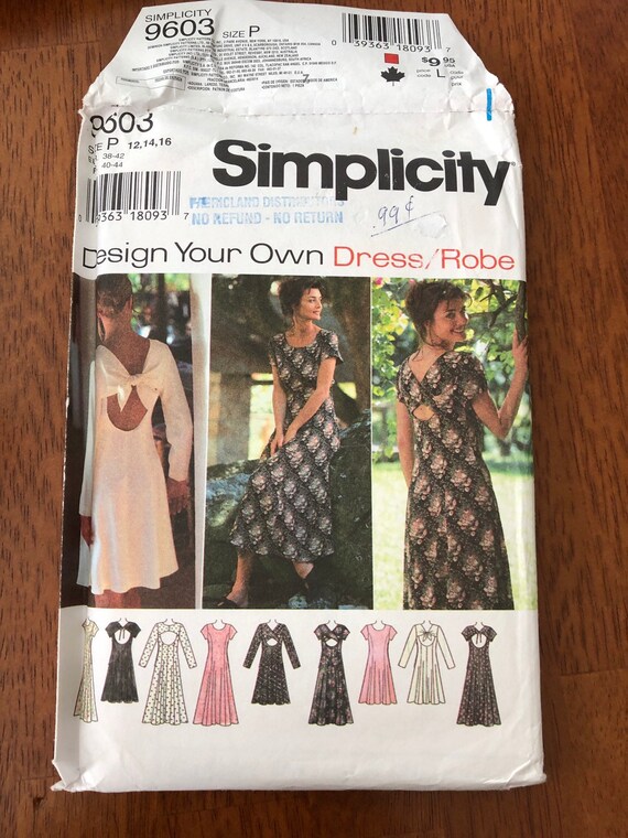 Simplicity 9603 Design Your Own Dress Sizes 12-14-16 UNCUT & | Etsy