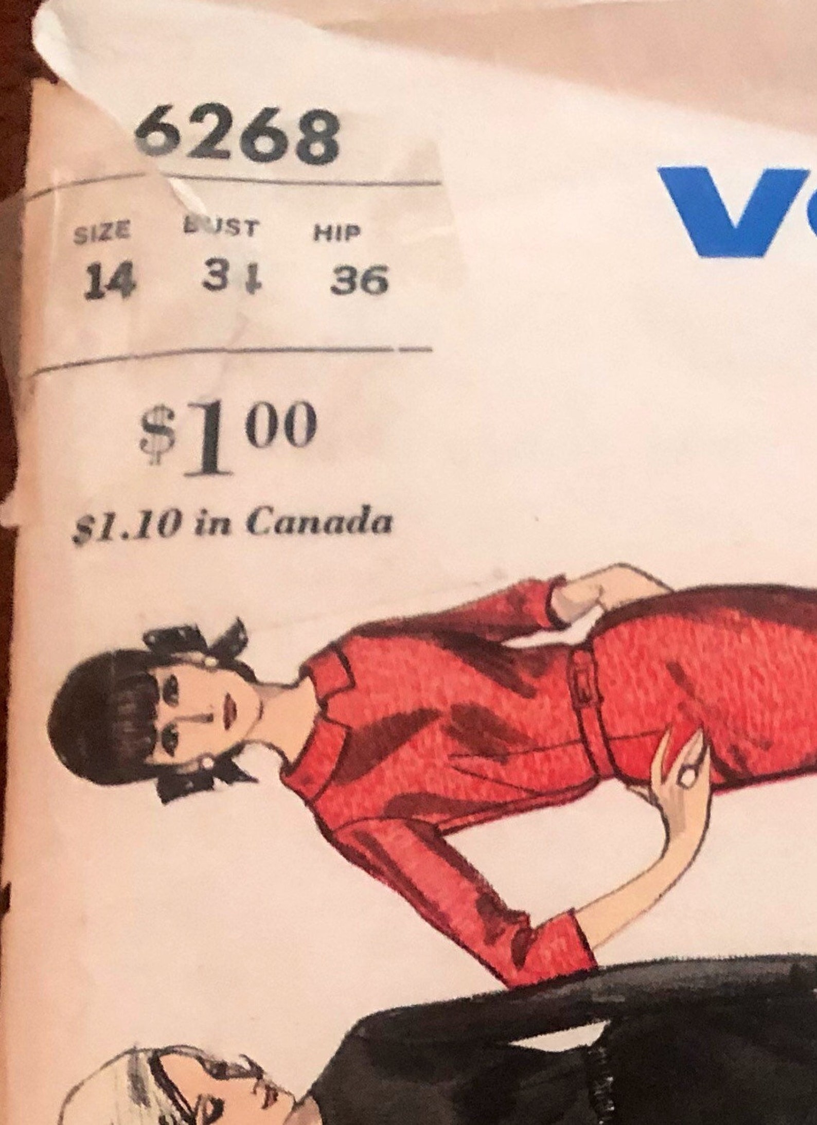 Vogue Vintage Retro 6268 Dress Pattern Size 14 Bust 34 - Etsy