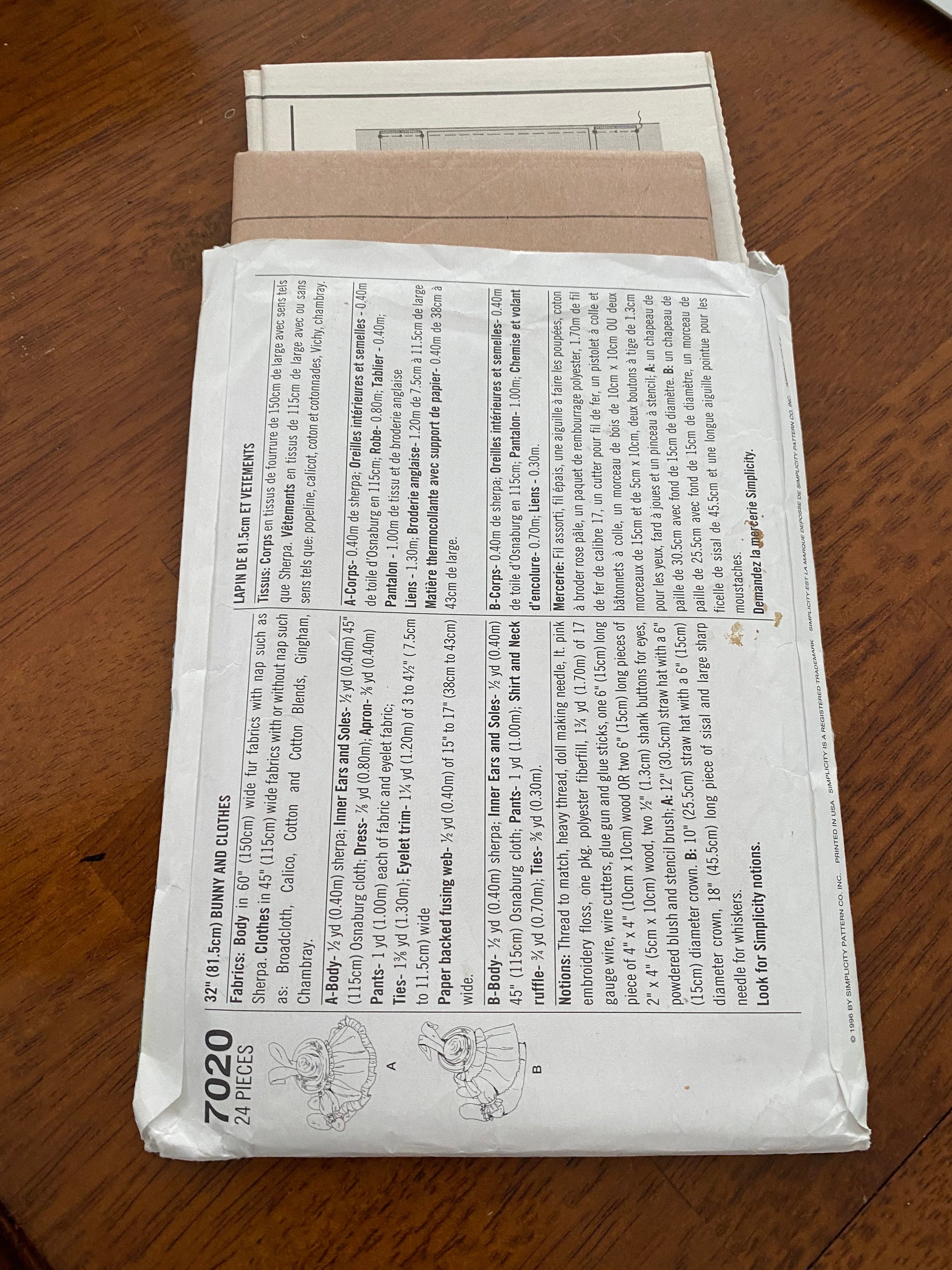 Simplicity 7020 Bunny and Clothes 32 Easter Rabbit - Etsy UK