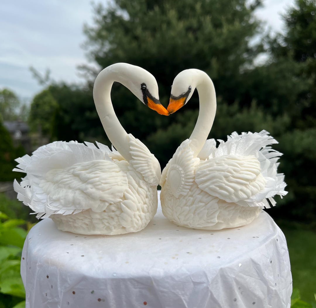 Handmade Bride and Groom / Wedding Cake Topper / Pair of Swans Wedding ...