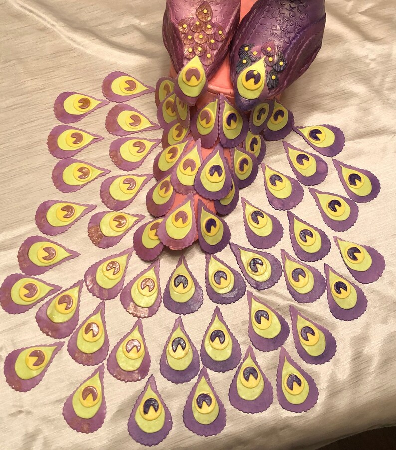 12 Fondant Peacock Feather Cupcake Toppers - Etsy